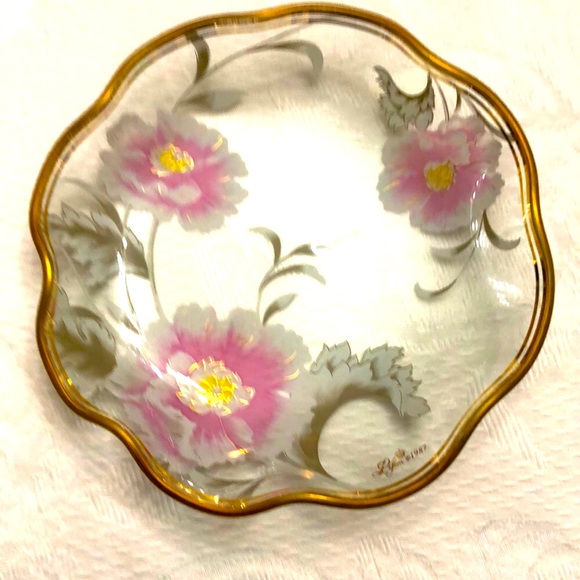 Lefton | Art | Vintage Lefton 987 Glass Dish With Golden Scalloped ...